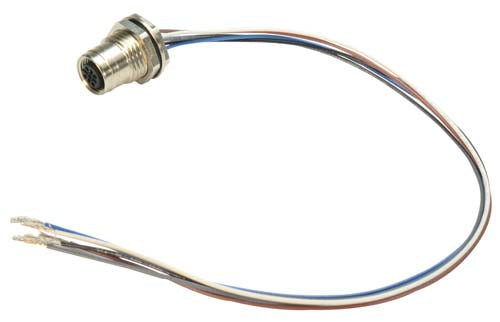 M12 5 Position A Code Female Receptacle, Front Mount with 0.3m Leads ...