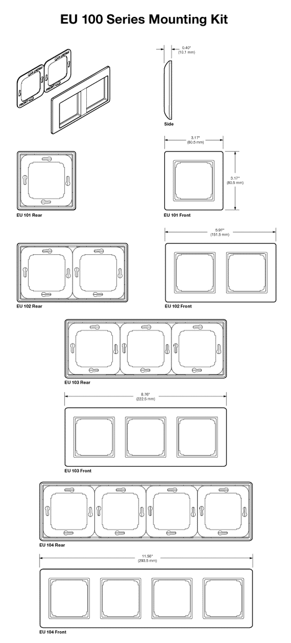 70-1155-12 | EU 101 - 1-gang Mounting Kit for EU Junction Boxes Black ...