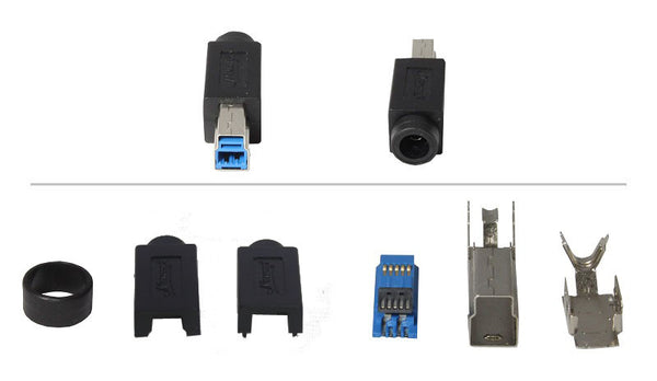 UPB-3001DIY USB 3.0 Type B Assemblable DIY Connector Plug Kit (Shell ...